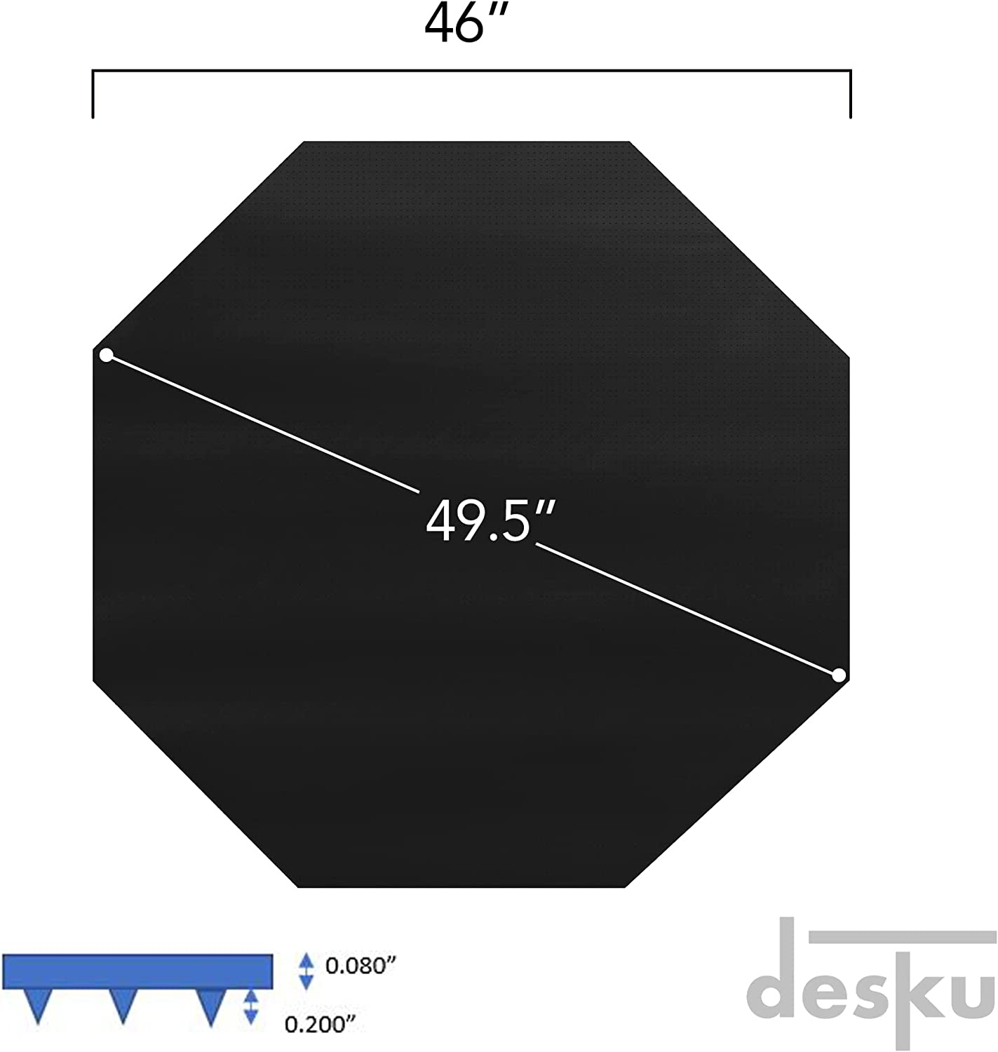 Desku Carpet Octagon Gaming Chair Mat 46x49in | Resilia Brands